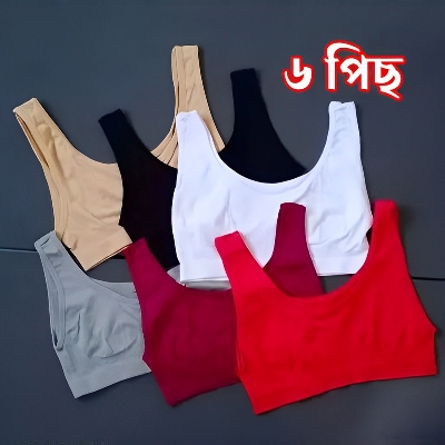 6 Pieces Semis Bra Genji For Womens And Girls / Comfortable Air Bra for Ladies / Gym Bra for ...